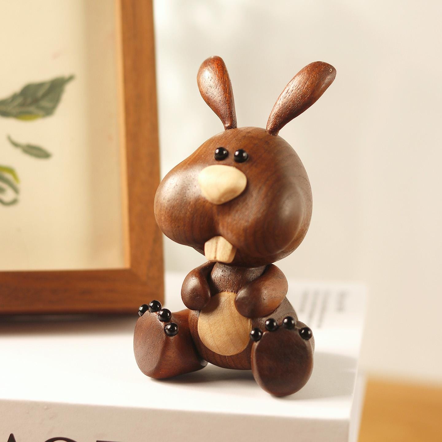 Sitting Bucktooth Bunny Figurine, Handmade in Maple or Walnut Wood ...
