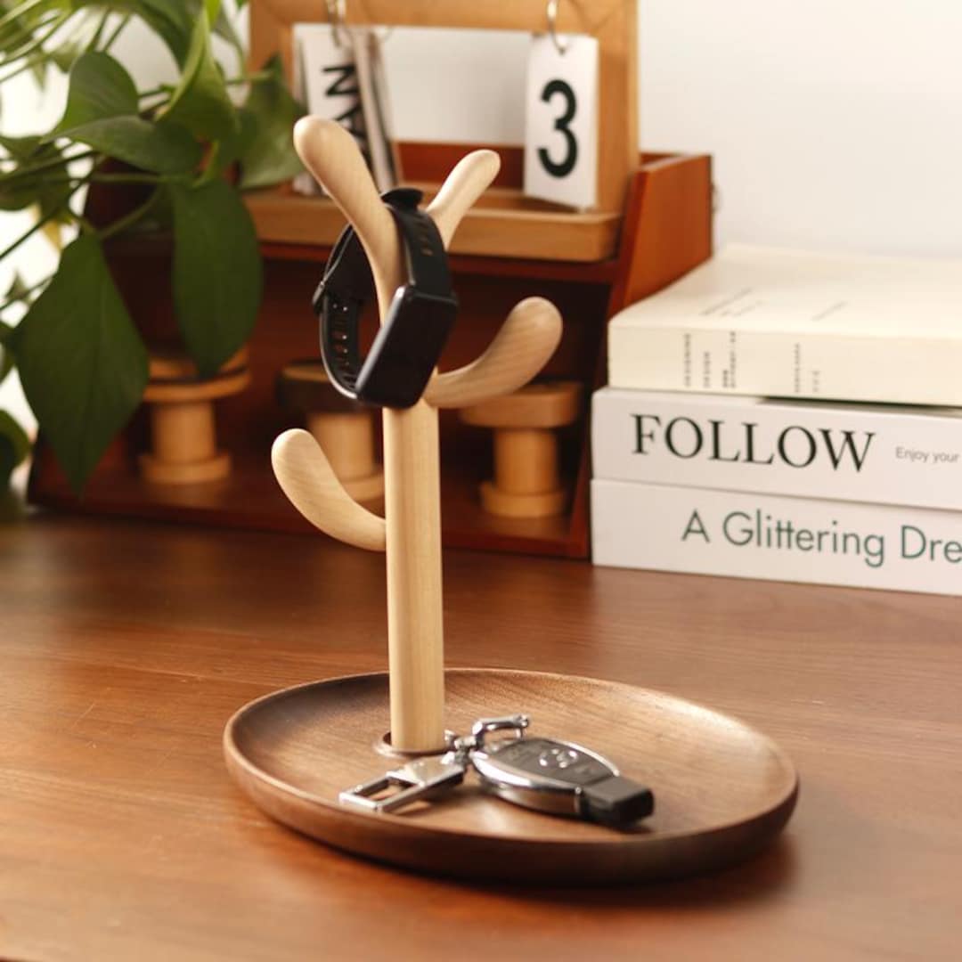 Handmade Bud Key Tray - Solid Walnut & Maple Entryway Organizer | Wood ...