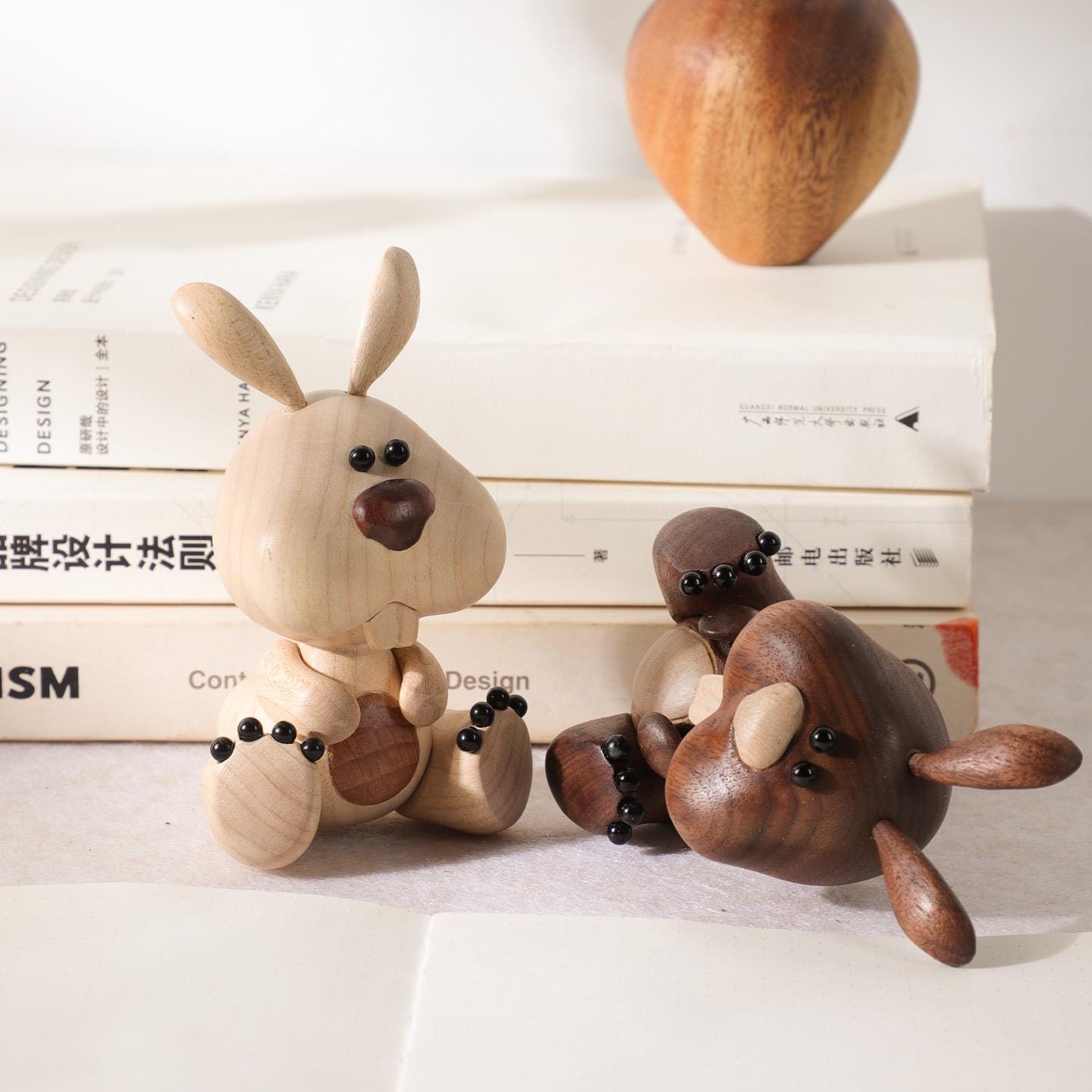 Sitting Bucktooth Bunny Figurine, Handmade in Maple or Walnut Wood ...