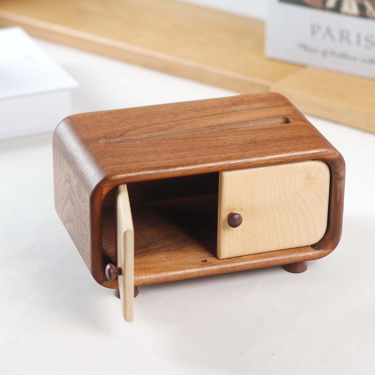 Wooden Tissue Box, Walnut Tissue Holder, Handmade Creative Unique ...