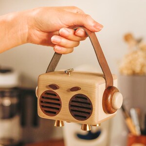 Wooden Robot Music Box - Handcrafted Singing Robot With Antenna Tuner ...