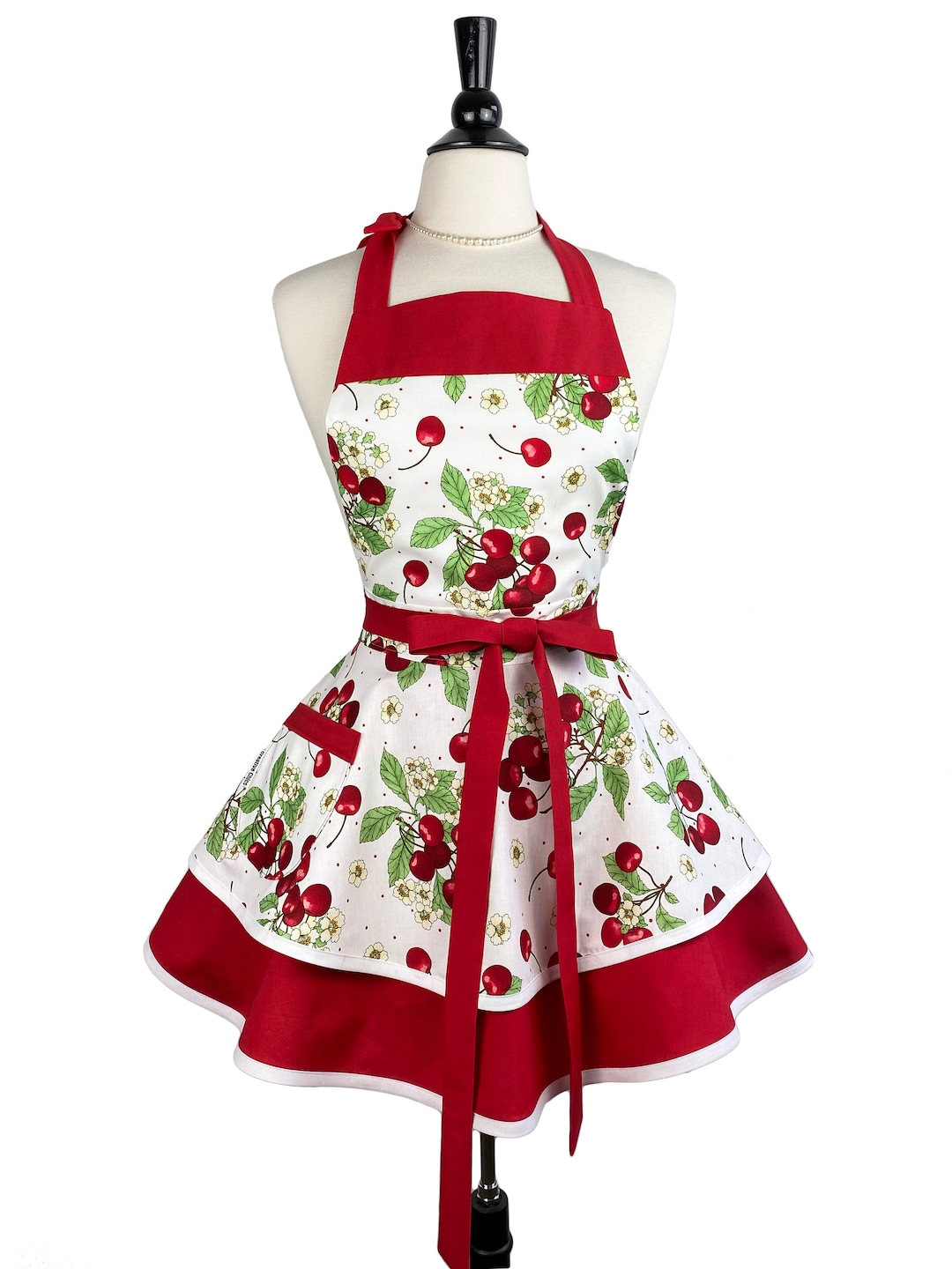 Womens Cherry Apron Personalized Gift for Wife, Girlfriend Retro Apron ...