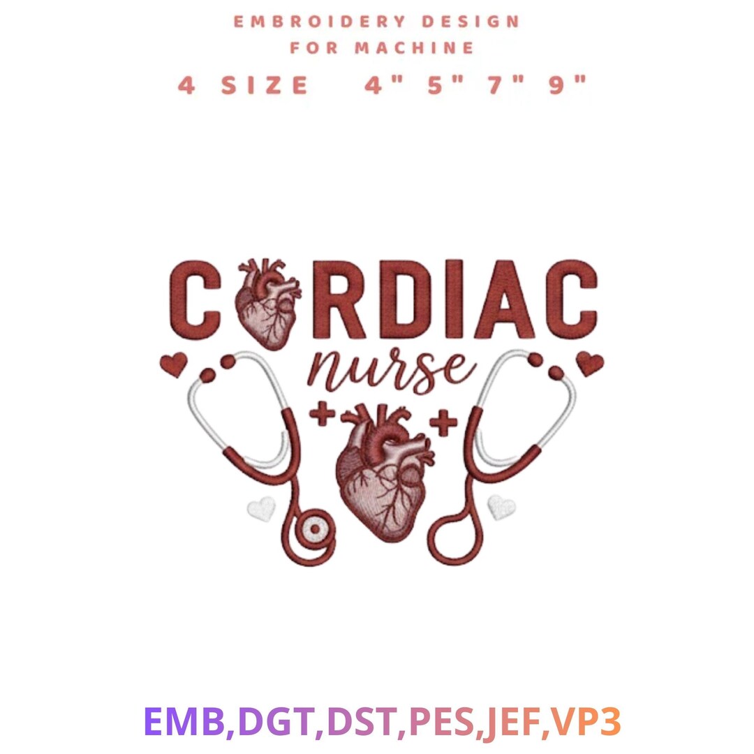 Cardiology Cardiac Nurse Embroidery File - Etsy