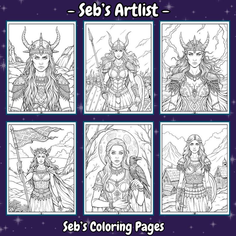 Valkyries of Norse Mythology Coloring Book: Fantasy Coloring Pages With ...
