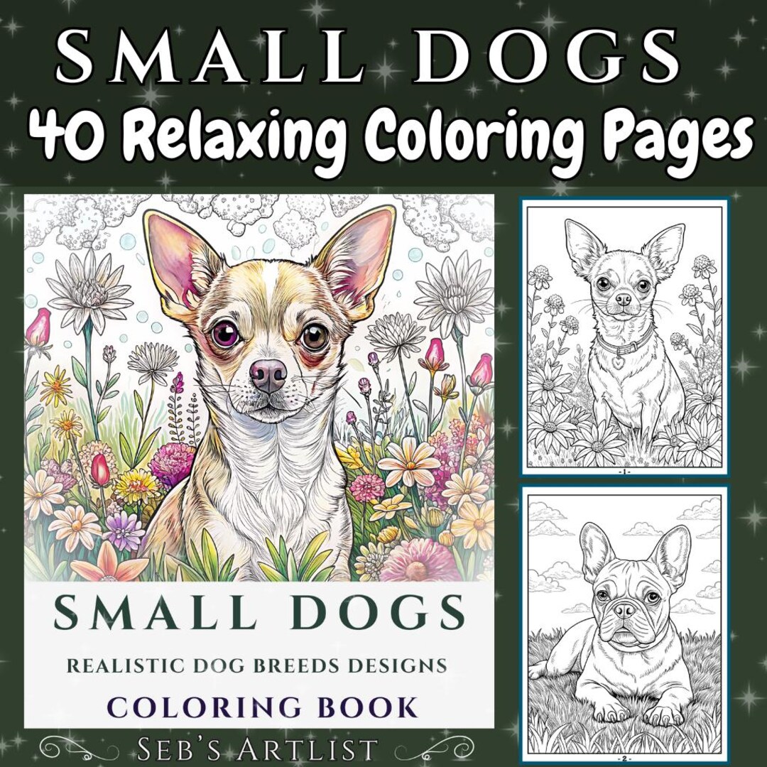 Small Dog Breeds Coloring Book: 40 Realistic Designs (digital Download ...