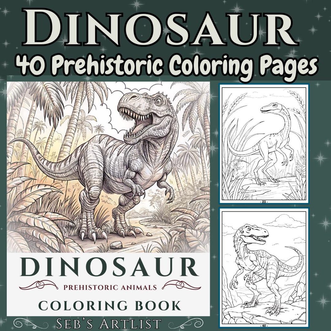 Dinosaur Coloring Book: Prehistoric Animals Coloring Pages With ...