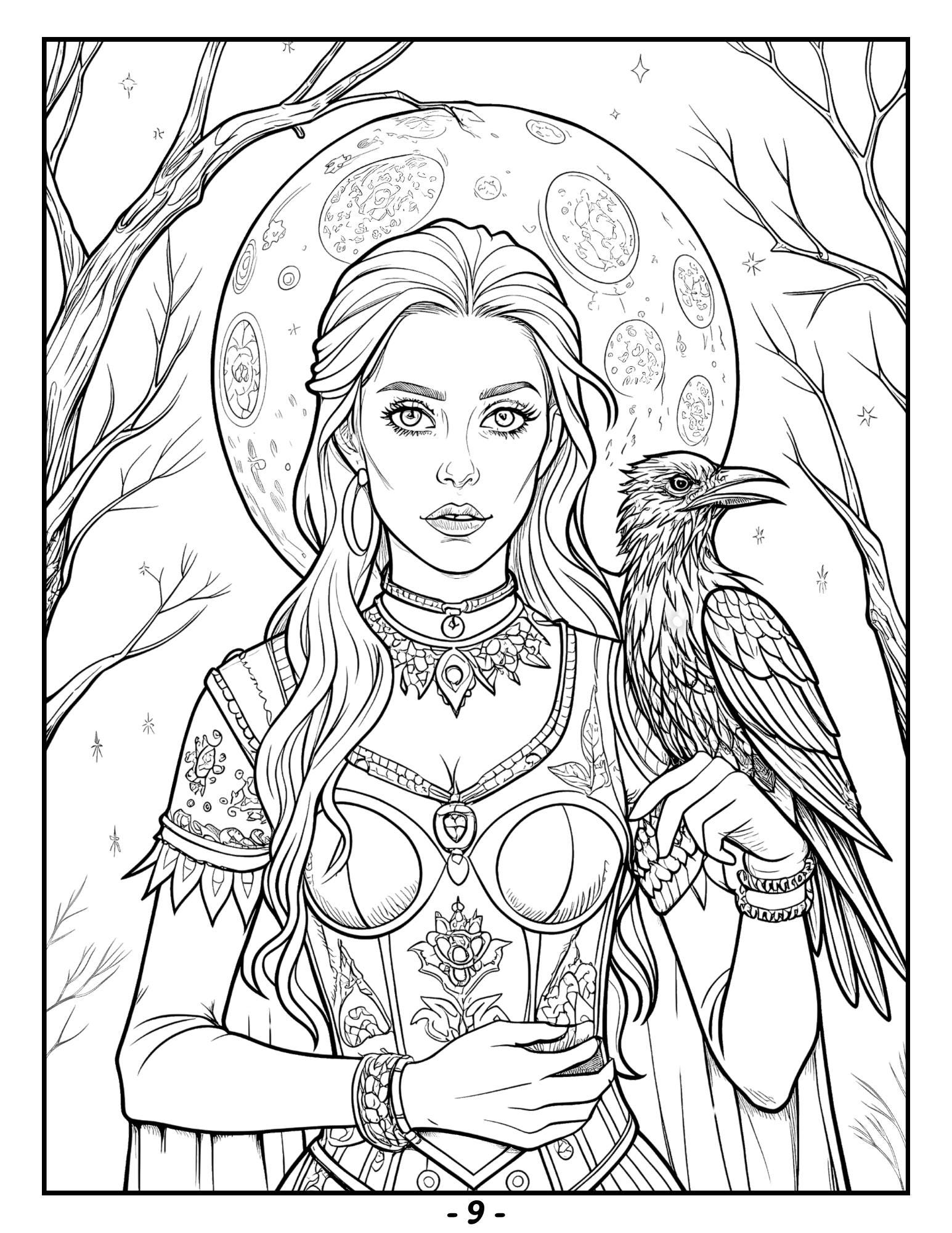 Norse Mythology Coloring Book: Valkyries, Fantasy Art (digital Download ...