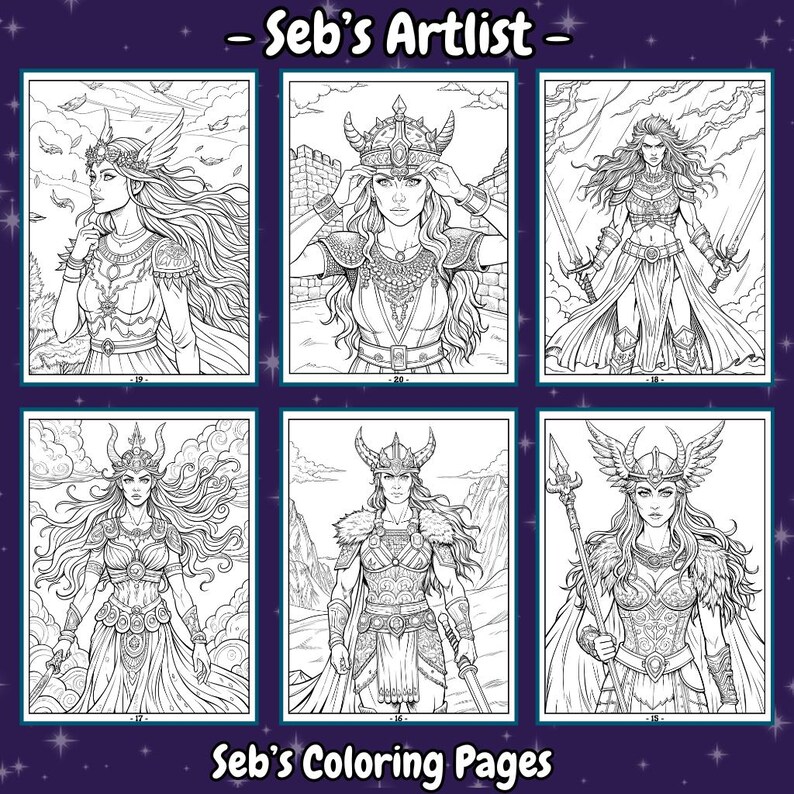 Valkyries of Norse Mythology Coloring Book: Fantasy Coloring Pages With ...