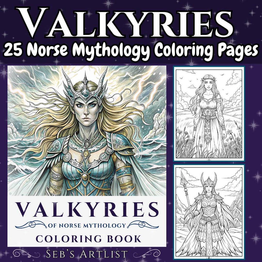 Valkyries of Norse Mythology Coloring Book: Fantasy Coloring Pages With ...