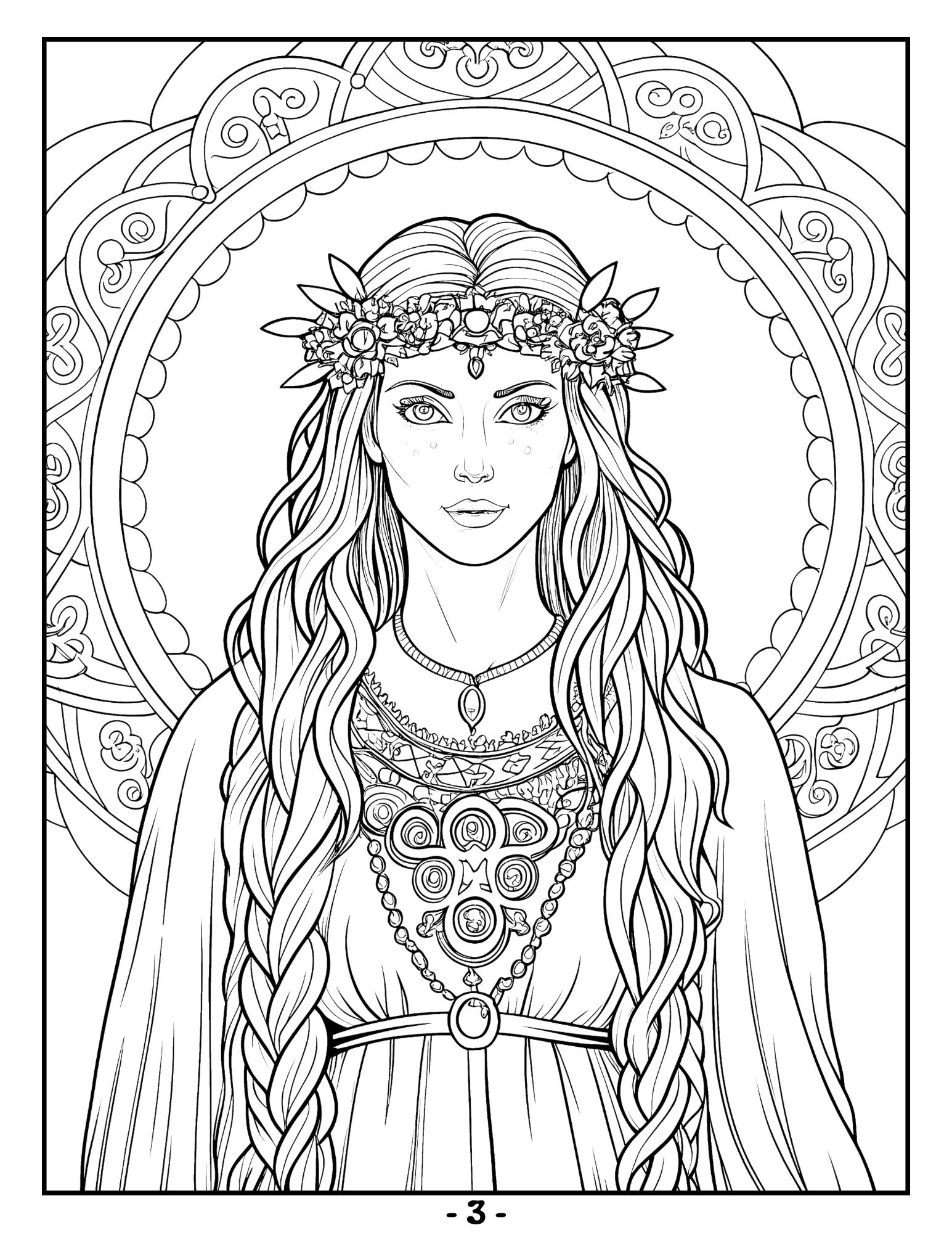 Goddesses of Mythology Coloring Book: Fantasy Coloring Pages With Norse ...