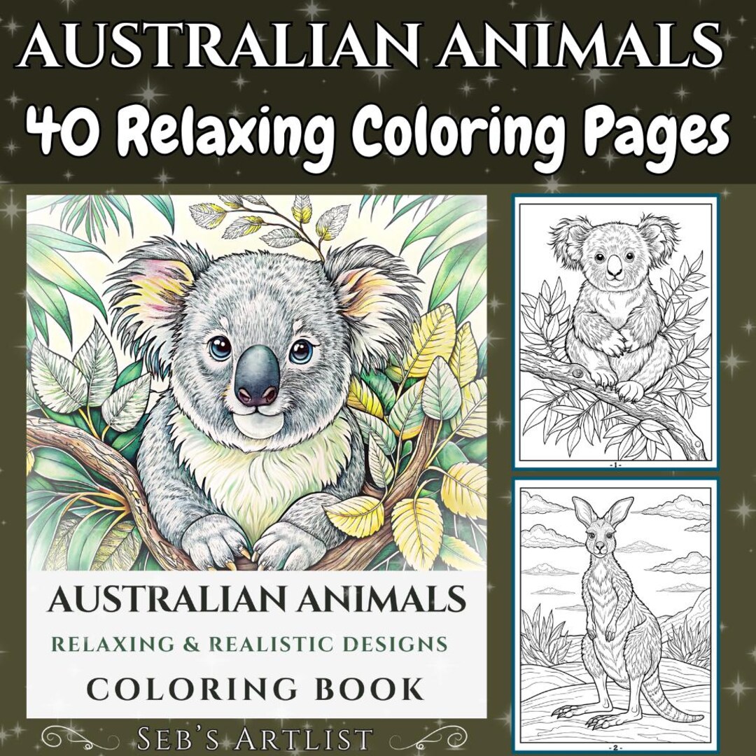 Australian Animals Coloring Book: Relaxing Coloring Pages With ...