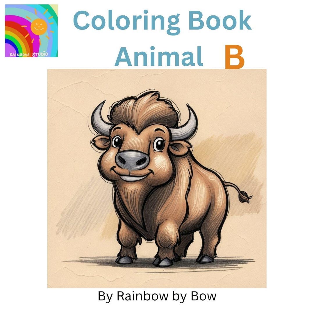 10 PAGES, Animal B Coloring Book for Kids, Line Thickness Easy to Color ...
