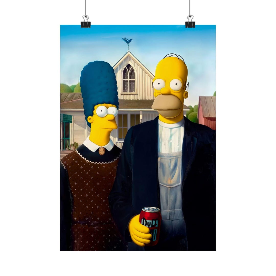 Vertical Poster, Simpsons, Grant Wood's American Gothic Inspired Art ...