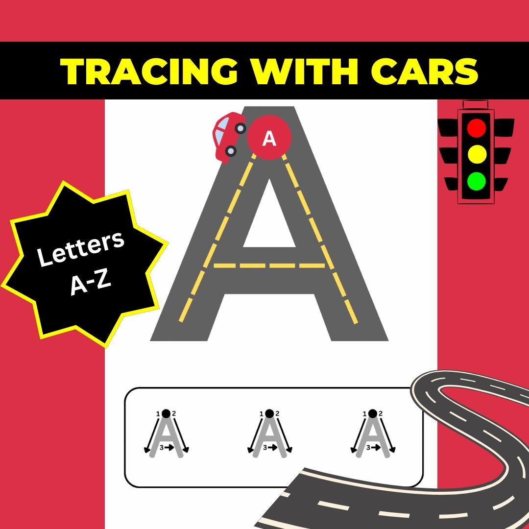 Tracing With Cars - Letter Formation Practice, Alphabet Mats - Etsy