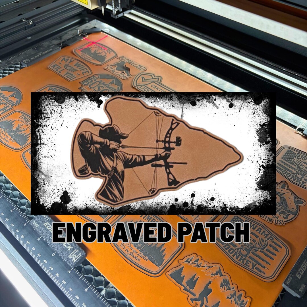 Engraved Leatherette Hunting Patch, Arrowhead Archery Design - Etsy