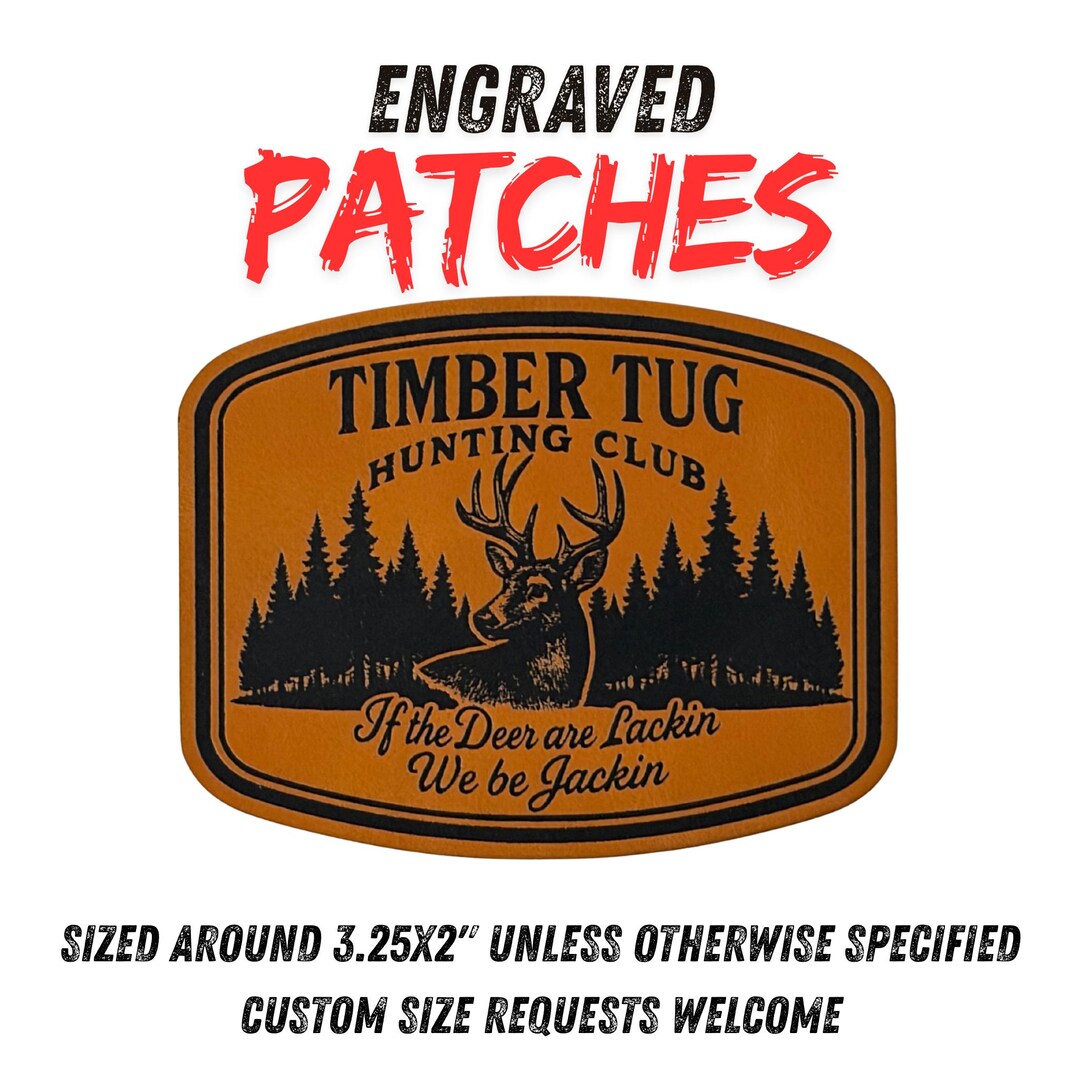 Engraved Deer Leather Patch • Funny Hunting Club Patch - Etsy