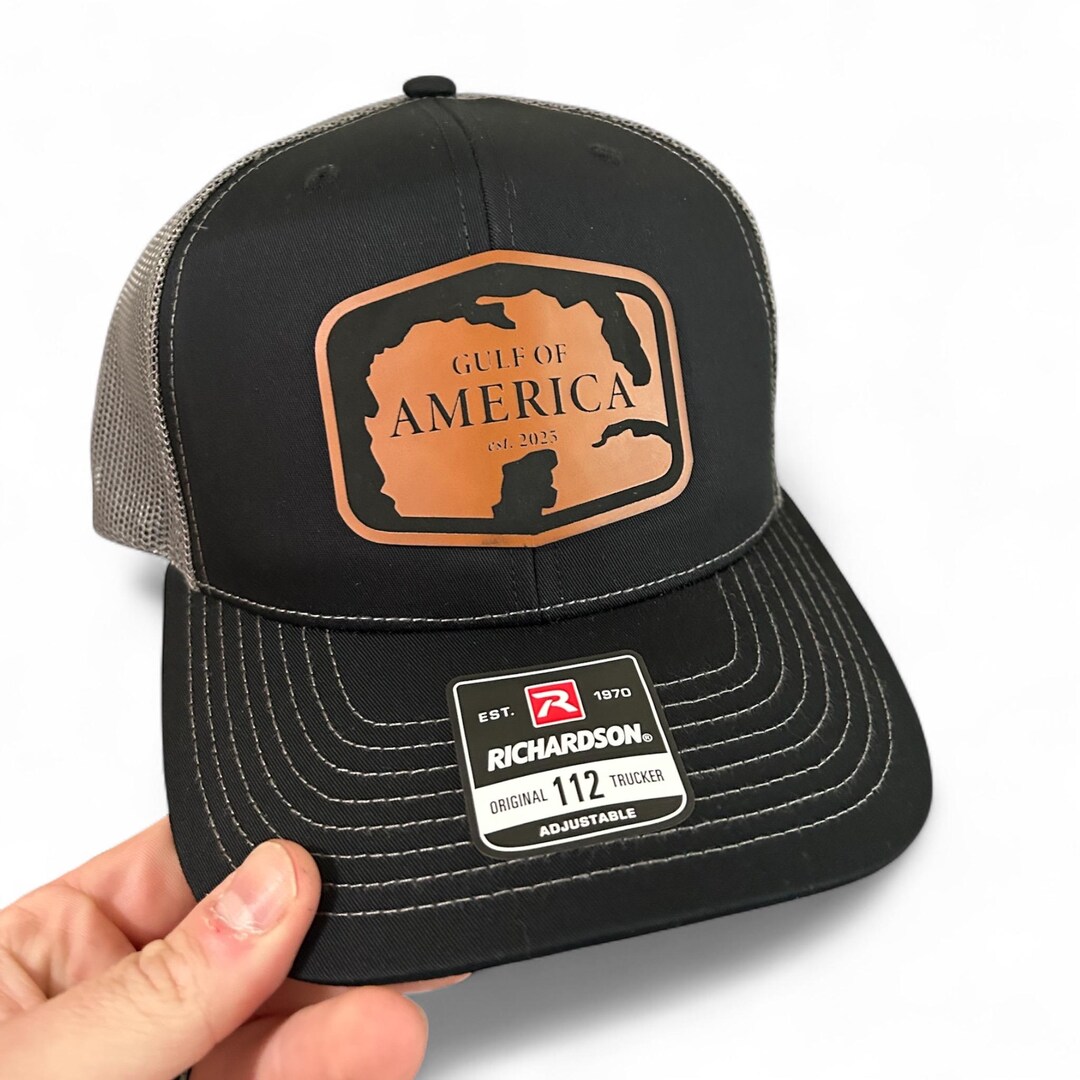 Gulf of America Hat Gift Idea Leather Patch Hat Funny Trending Hat ...