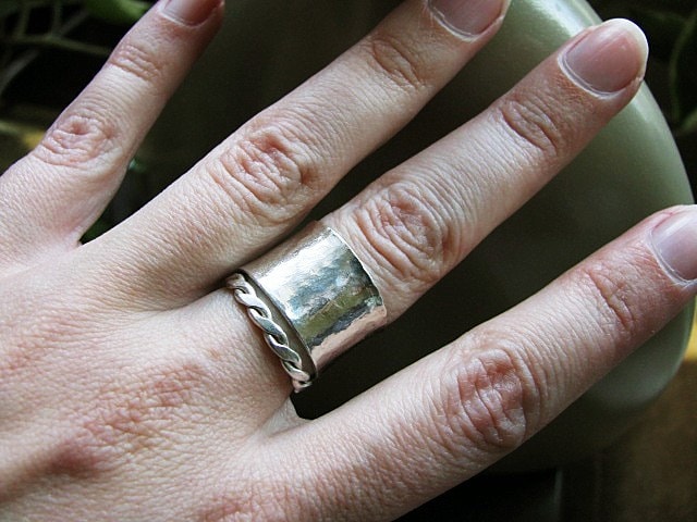 Wide Sterling Silver Band With Hand Hammered Texture - Etsy