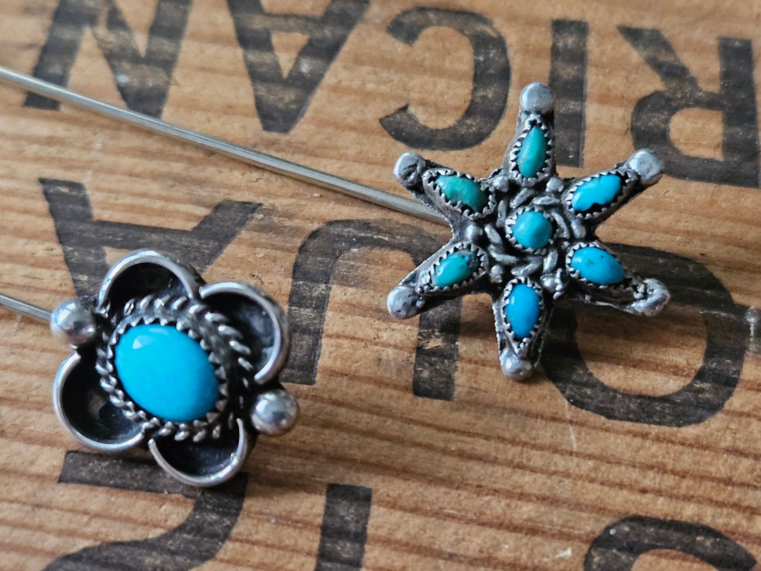 Dainty Native American Turquoise Stick Pins - Etsy