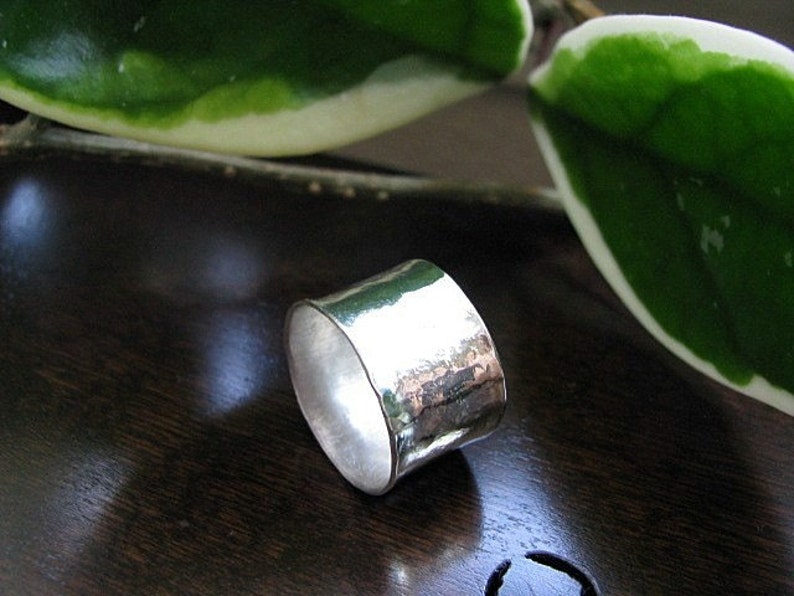 Wide Sterling Silver Band With Hand Hammered Texture - Etsy