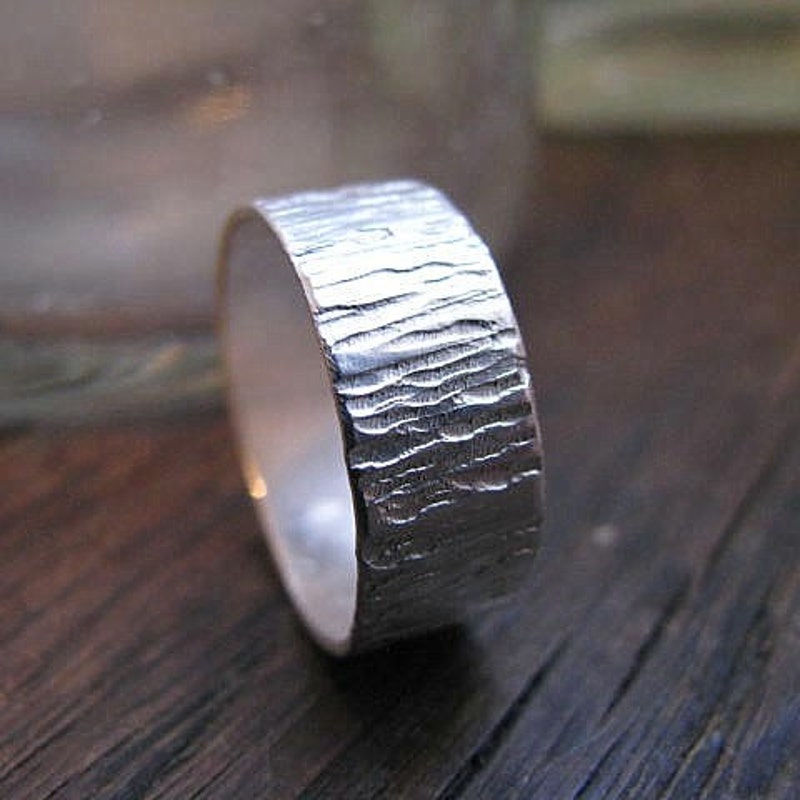 Tree Bark Rings Silver - Etsy