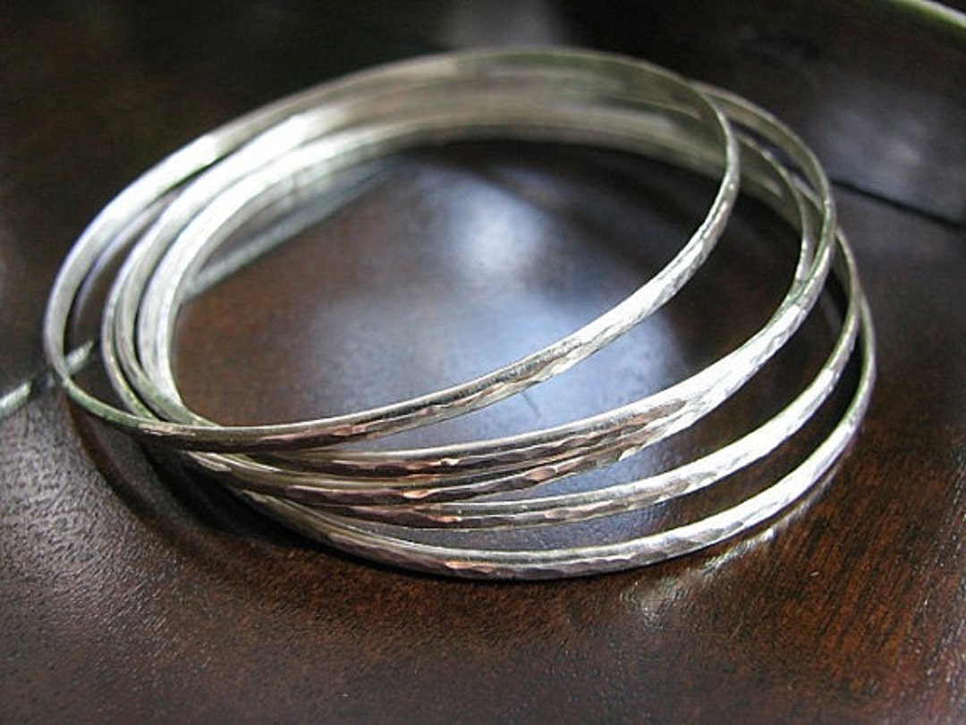 Set of 5 Sterling Silver Bangles - Etsy