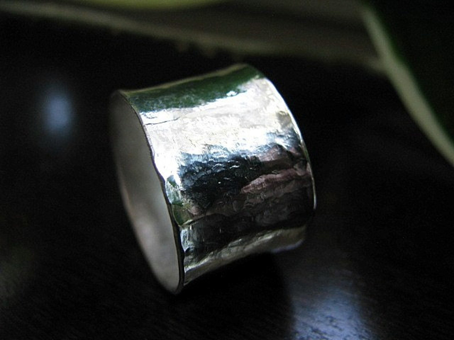 Wide Sterling Silver Band With Hand Hammered Texture - Etsy
