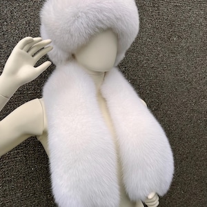 Luxurious Arctic Fox Fur Scarf + Tails / Wristbands / Headband 35 ...
