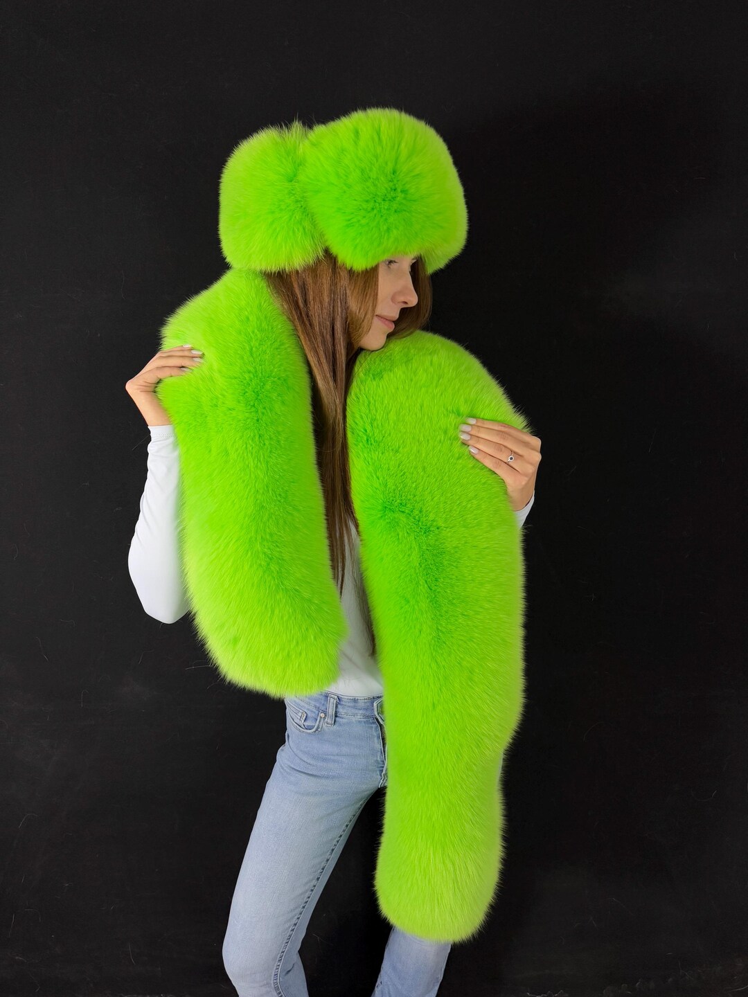 Luxurious Arctic Fox Fur Stole + Tails / Wristbands / Headband 63 ...