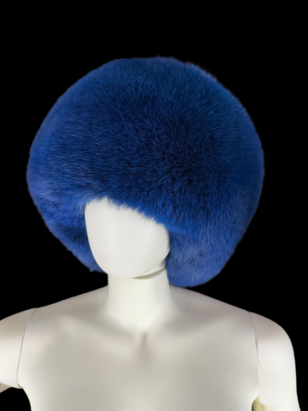 Royal Blue Fox Fur Beanie Hat - Topsagafurs - Etsy