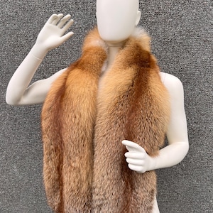 Luxurious Red Fox Fur Stole: Double-sided Golden Scarf (55" Inches) - Etsy