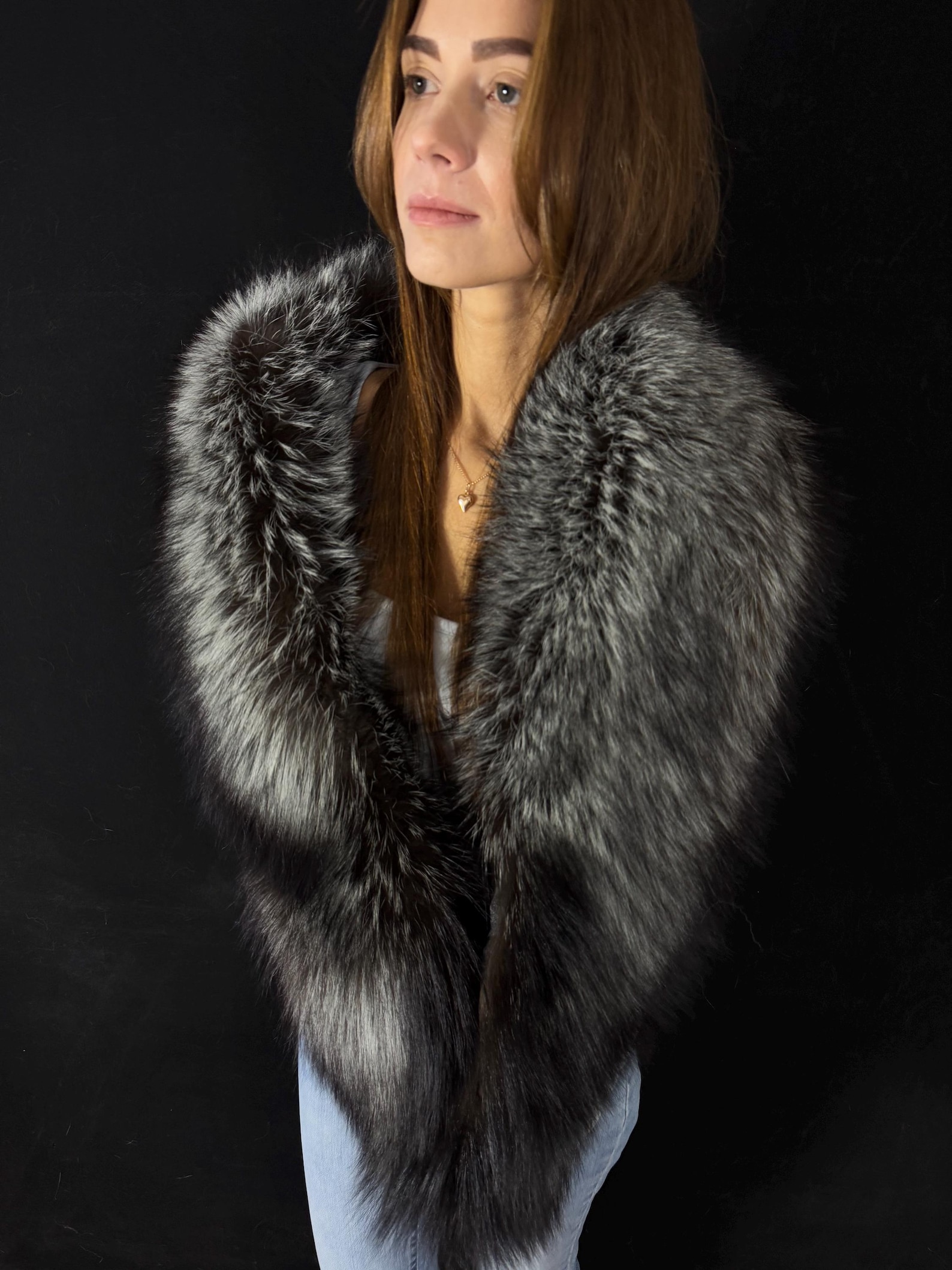 Silver Fox Fur Stole: Handmade Neck Warmer, 63" Length - Etsy