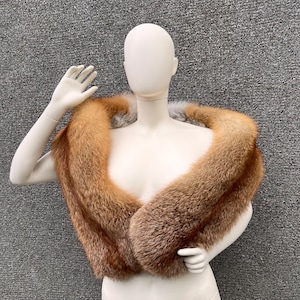 Luxurious Red Fox Fur Stole: Double-sided Golden Scarf (55" Inches) - Etsy