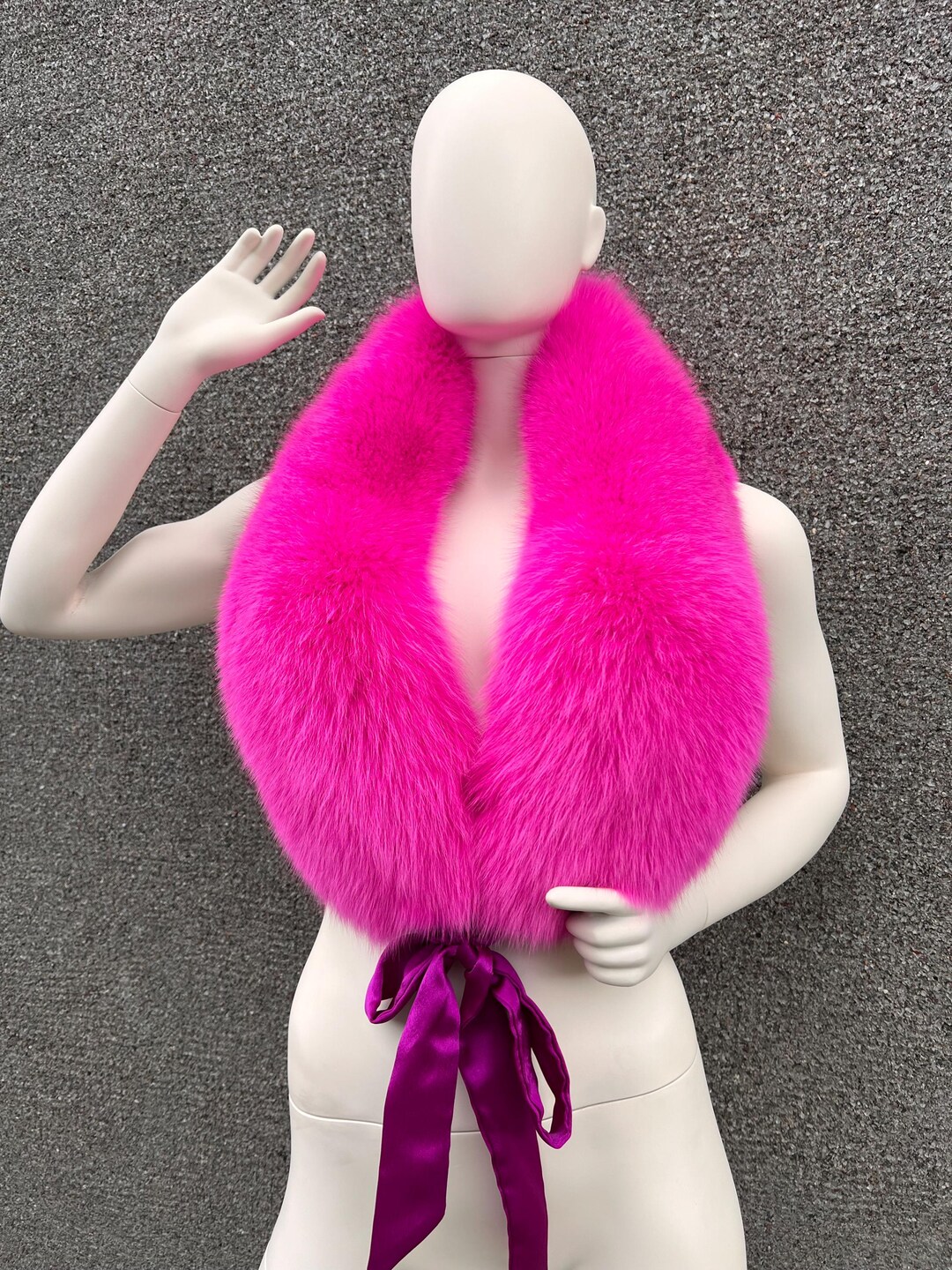 Luxurious Arctic Fox Fur Stole: Fuchsia Pink Scarf, 55" Length - Etsy