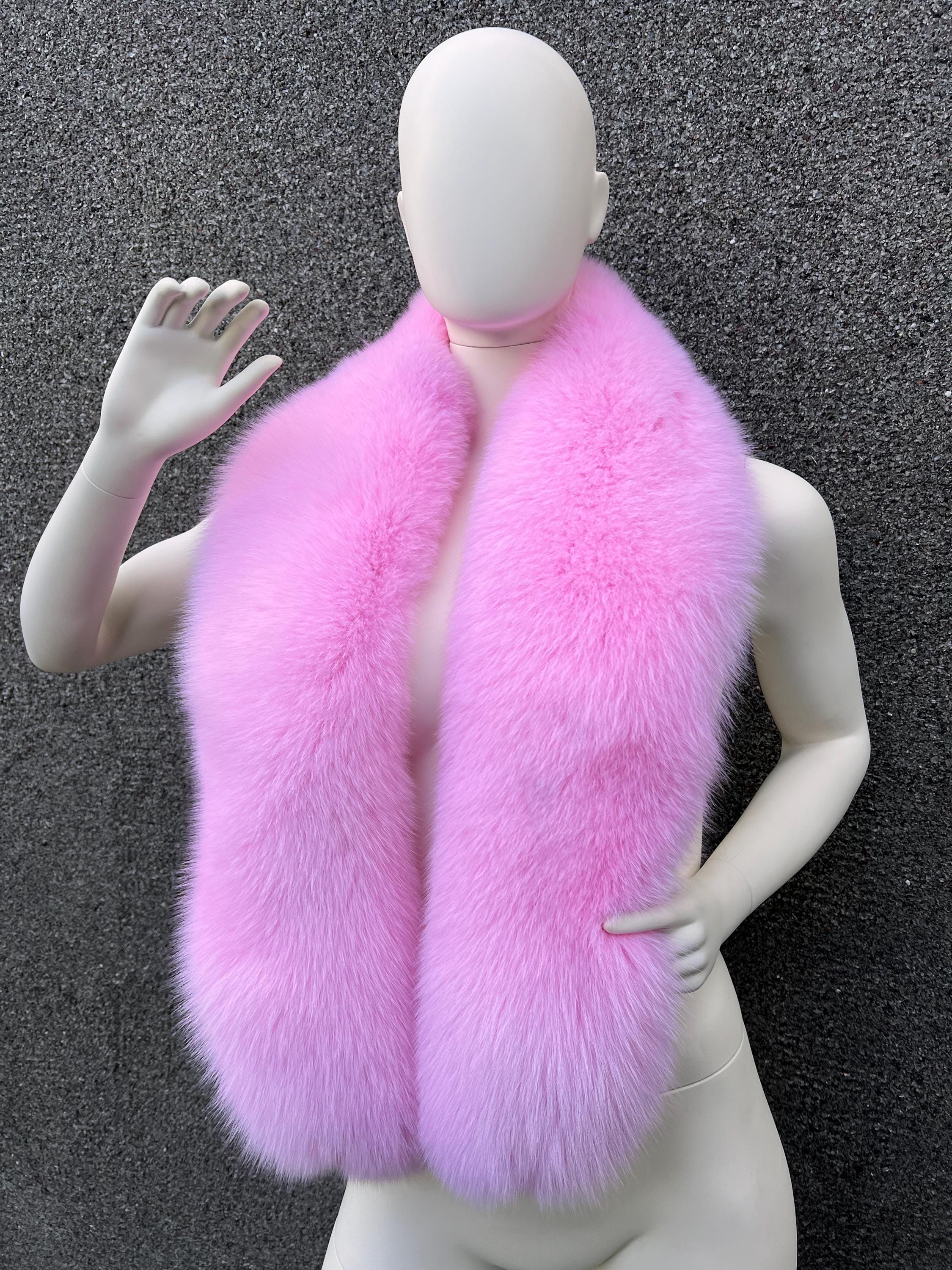 Luxurious Arctic Fox Fur Stole 55" Inches Fur Scarf Candy Pink Fur ...