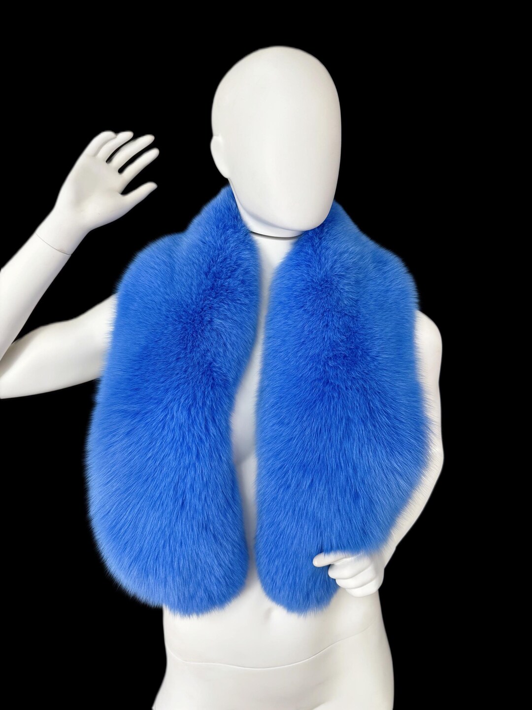 Arctic Fox Fur Stole: Bright Blue Handmade Scarf, 47" Saga Furs - Etsy