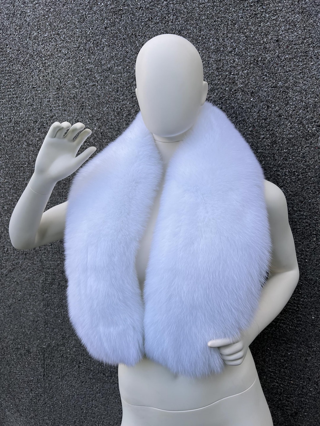 Luxurious Arctic Fox Fur Collar 47" Inches Fur Scarf Pure White Stole ...