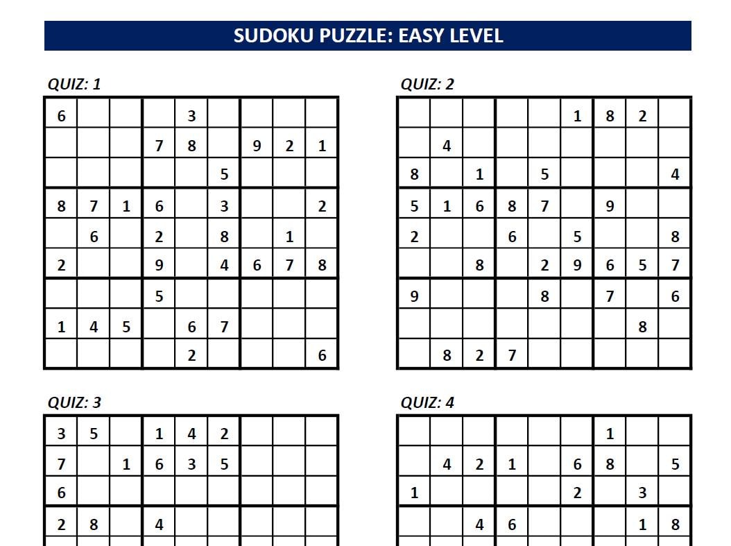 Sudoku Easy Level Sheet Printable PDF questions & Answers - Etsy
