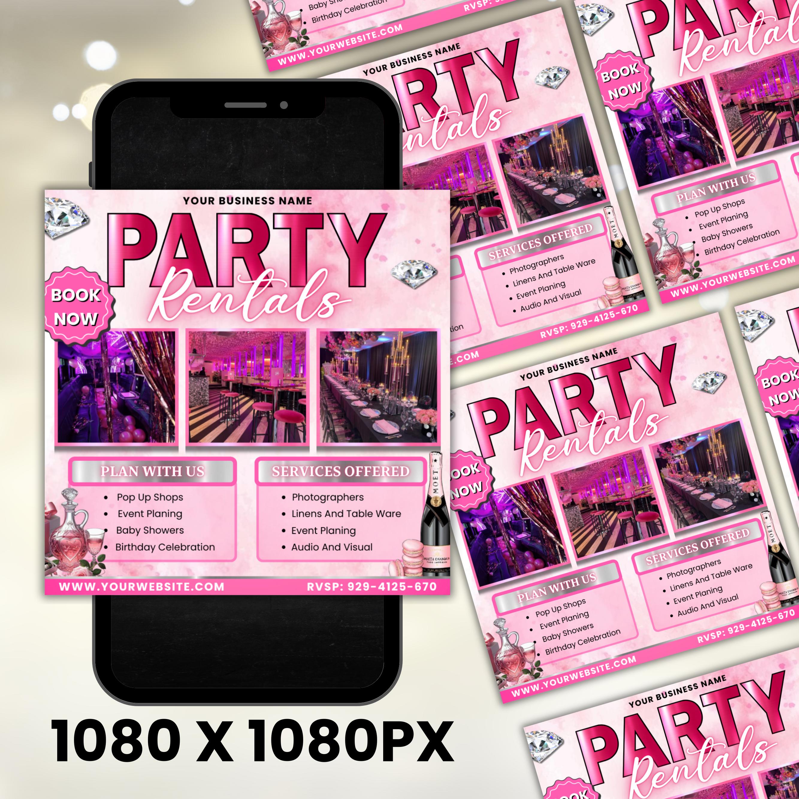 Party Rentals Flyer, Event Supplies Flyer, Event Equipment Rental Flyer ...