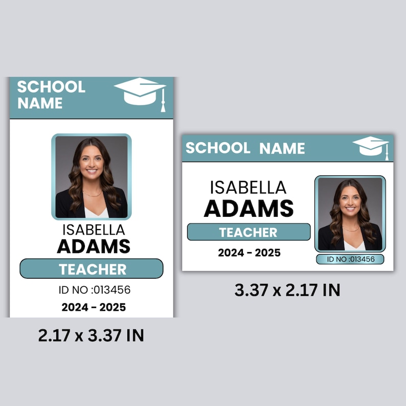 ID Card Template, Custom Id Card Template, Student Teacher ID Card ...