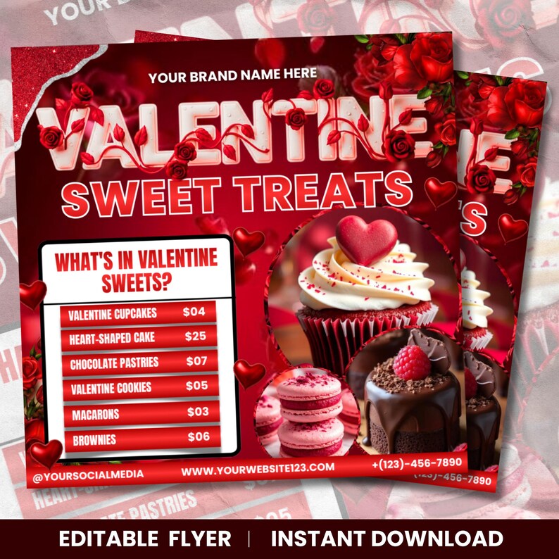Valentine's Day Bakery Flyer, February Bake Sale Flyer, Bakery Flyer ...