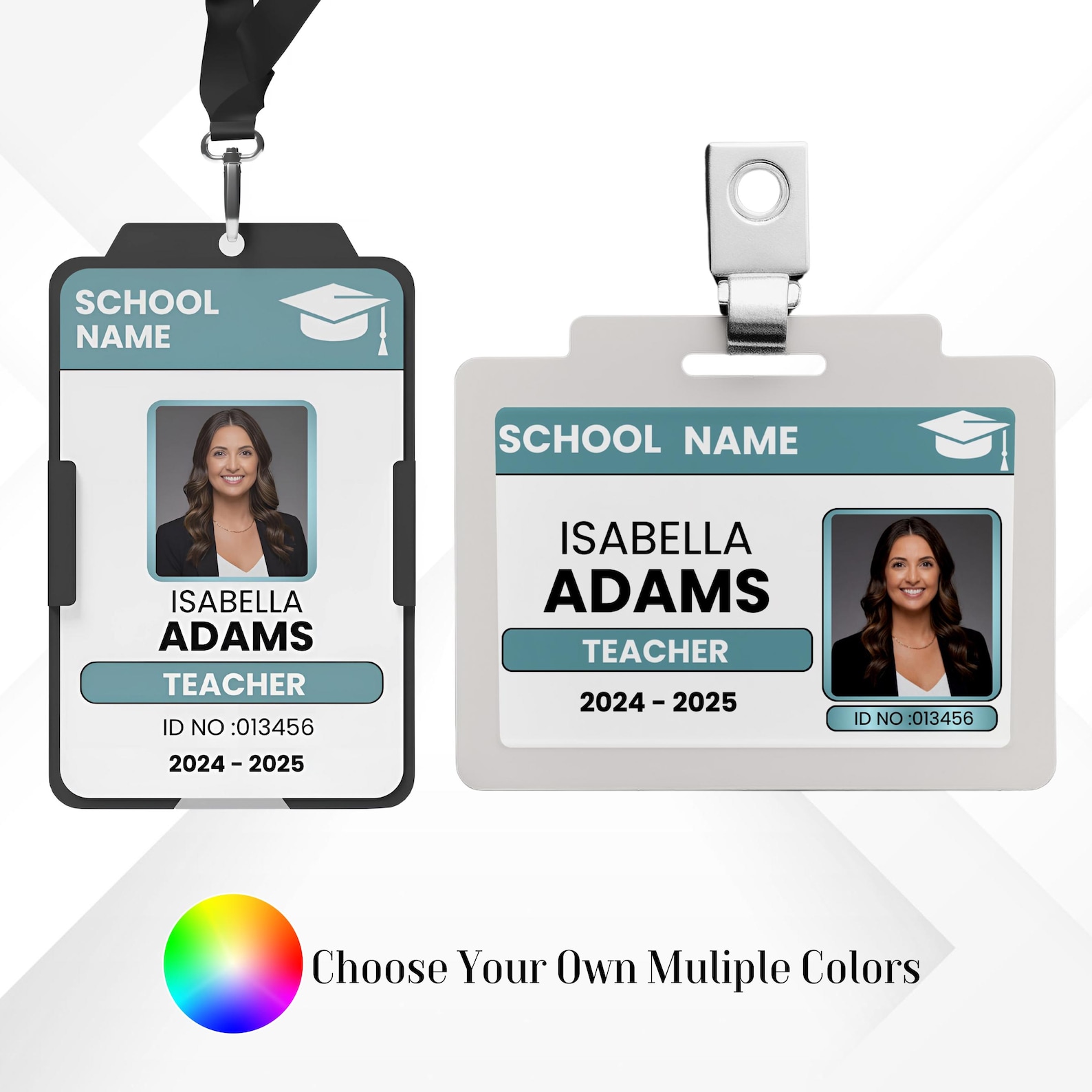 ID Card Template, Custom Id Card Template, Student Teacher ID Card ...
