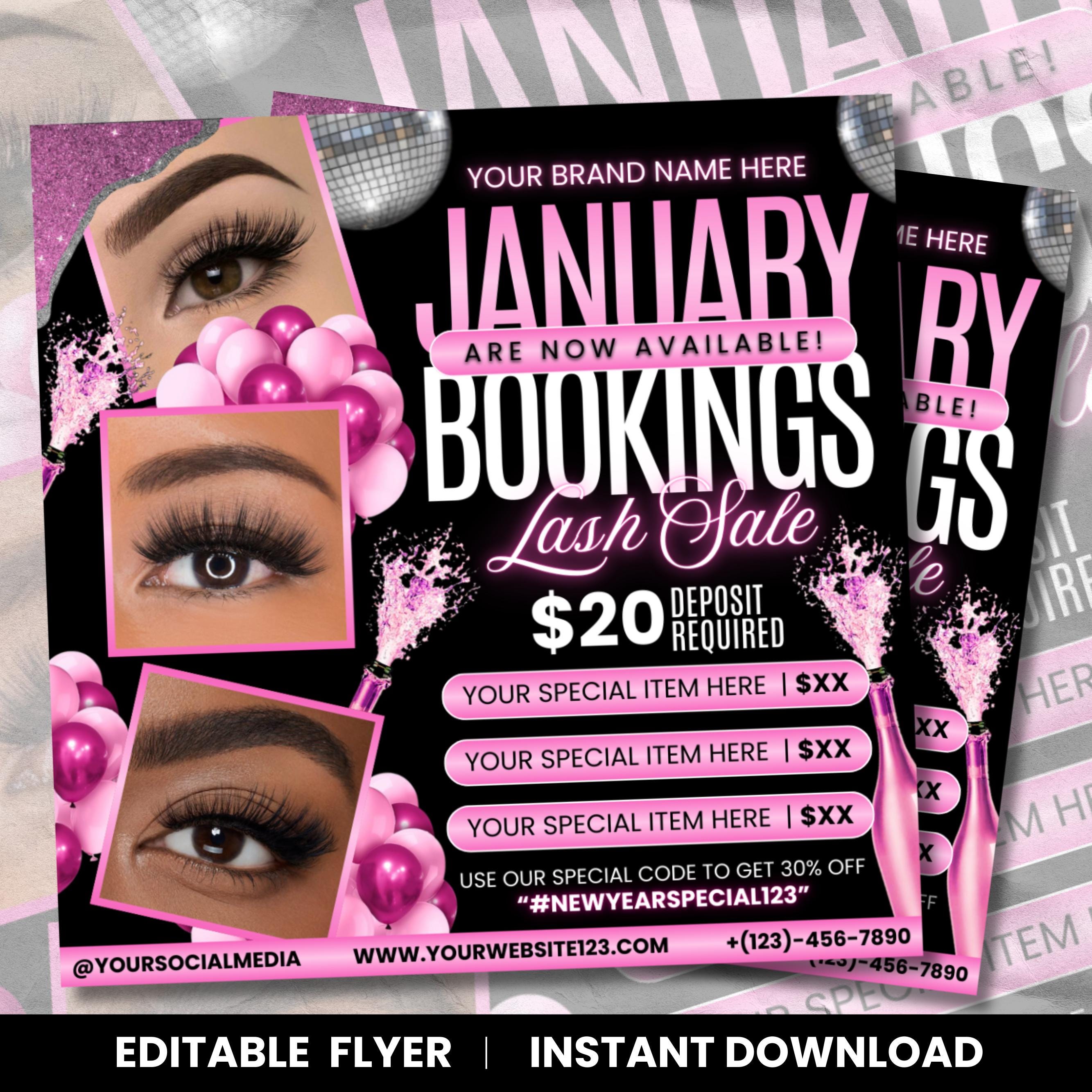 New Year Lash Sale Flyer, January Booking Flyer, DIY Lash Extensions ...