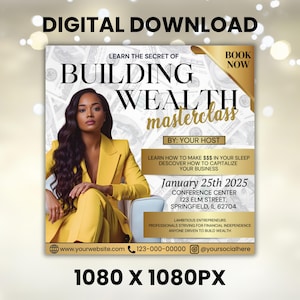 Wealth Masterclass Flyer, Business Conference, Workshop Flyer, Guest ...
