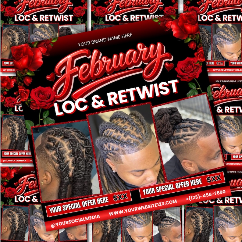 Locs and Retwist Flyer, February Booking Flyer, Valentine Locs & Styles ...