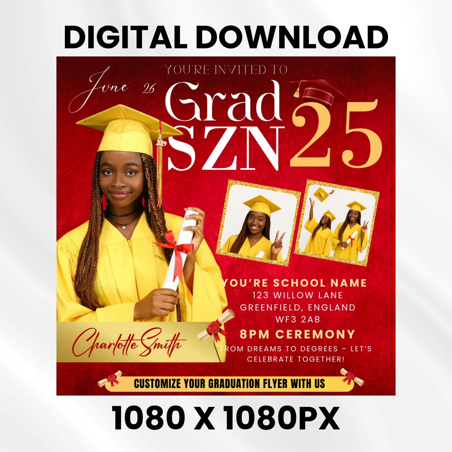 Graduate Flyer, Graduation Party Flyer, Graduation Invitation, College ...