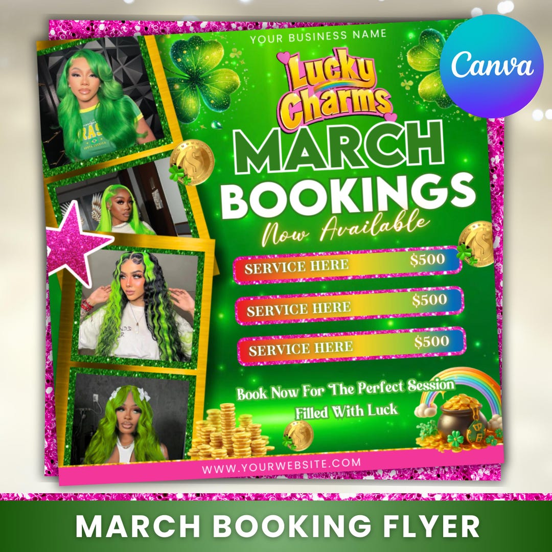 March Booking Flyer, St. Patrick Day Flyer, March Madness Flyer, March ...