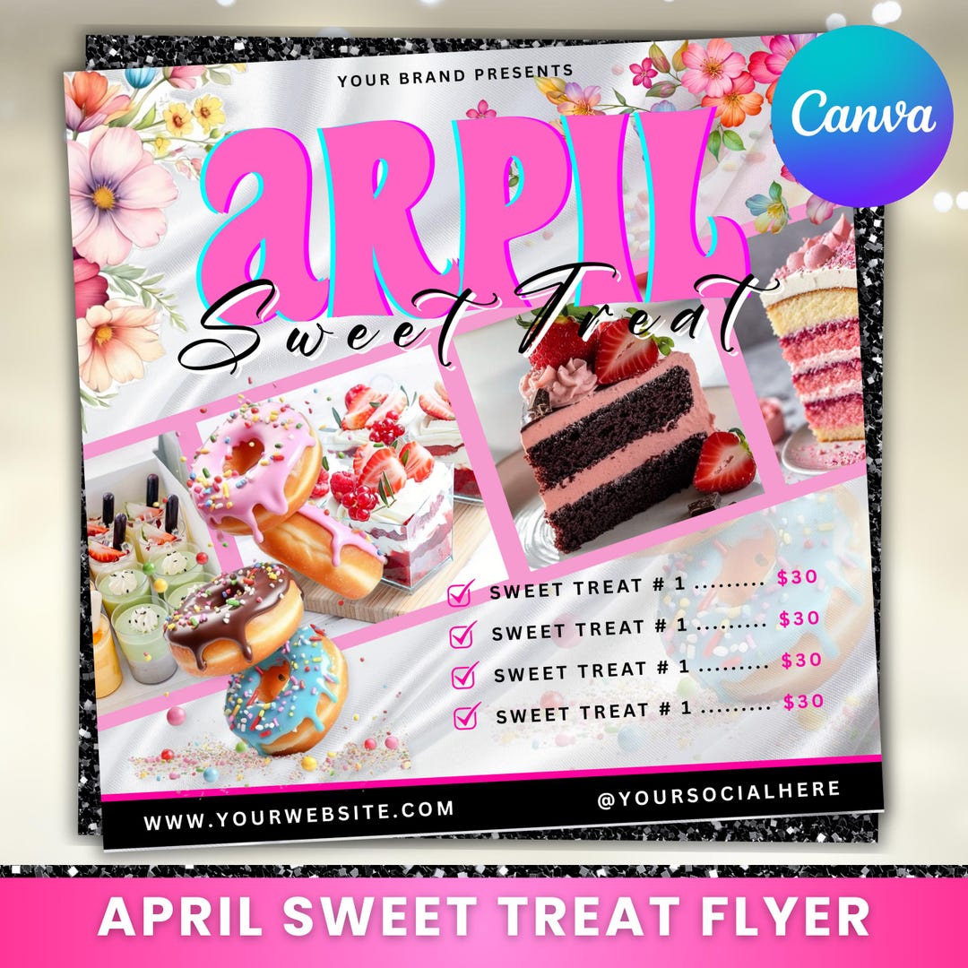 April Bake Sale Flyer, Bakery Flyer, Sweet Treats Flyer, April Dessert ...