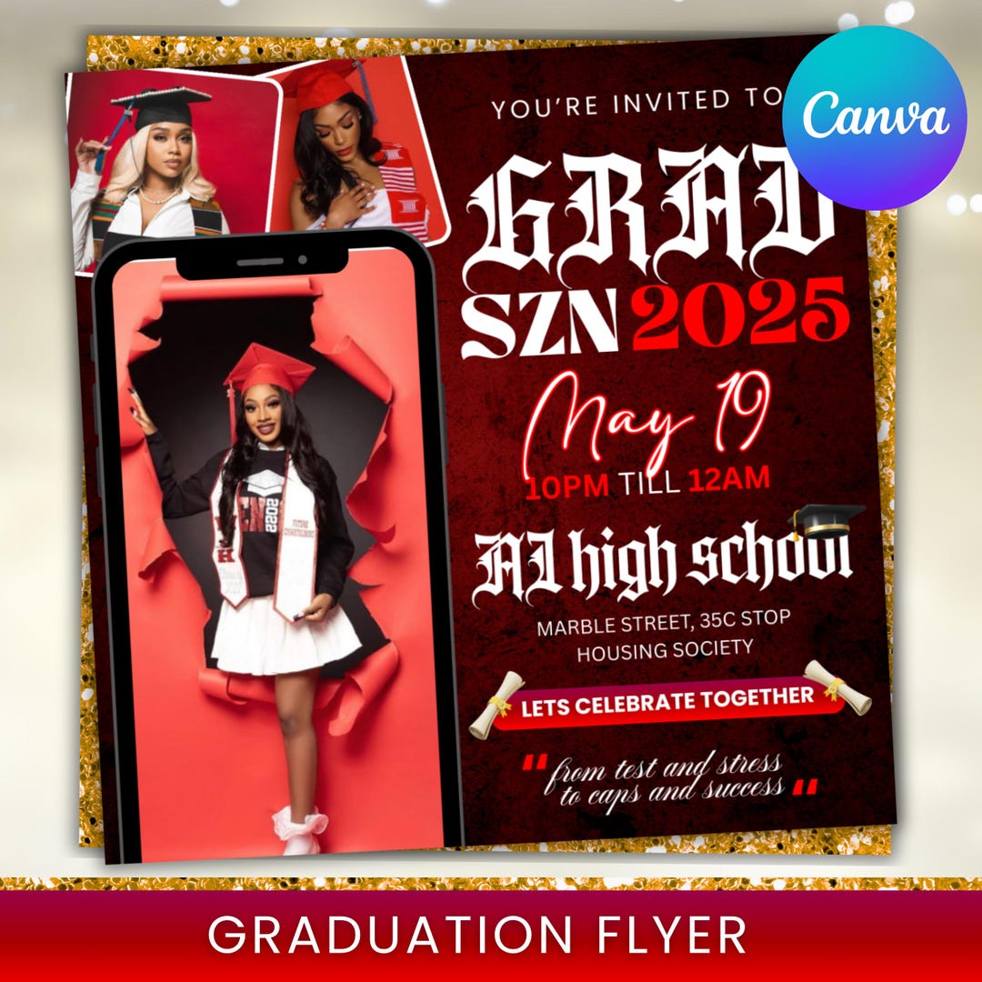 Graduate Flyer, Graduation Party Flyer, Graduation Invitation, College ...