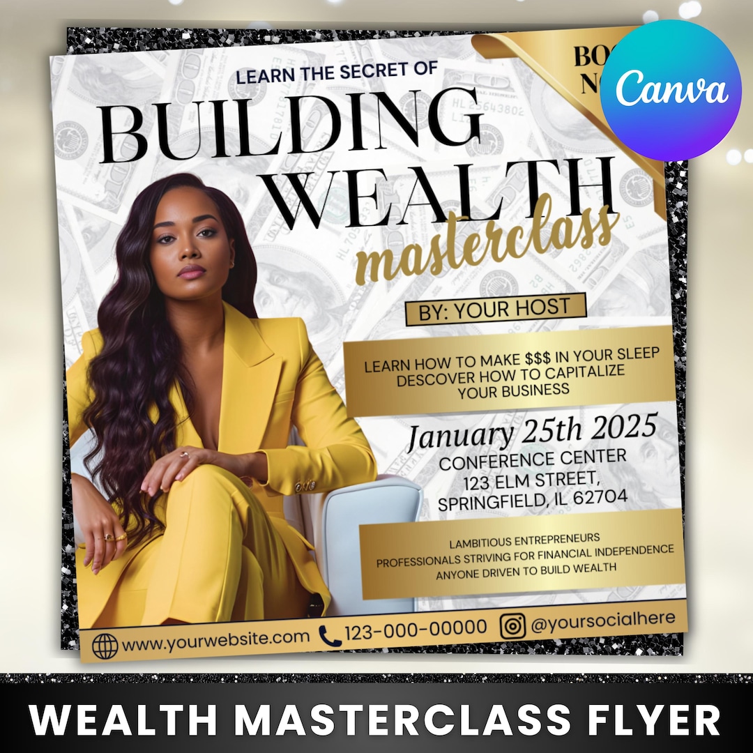 Wealth Masterclass Flyer, Business Conference, Workshop Flyer, Guest ...